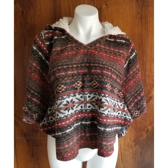 TCEC | Sweaters | Tcec Western Knit Hooded Poncho | Poshmark
